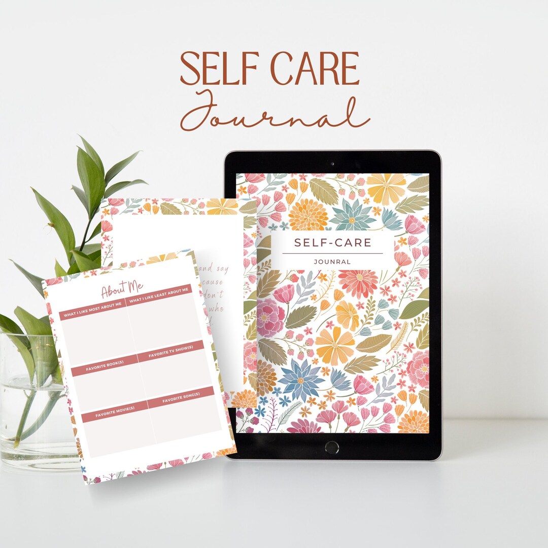 Floral Theme Self-care Planner, Botanical Self-care Diary, Floral ...