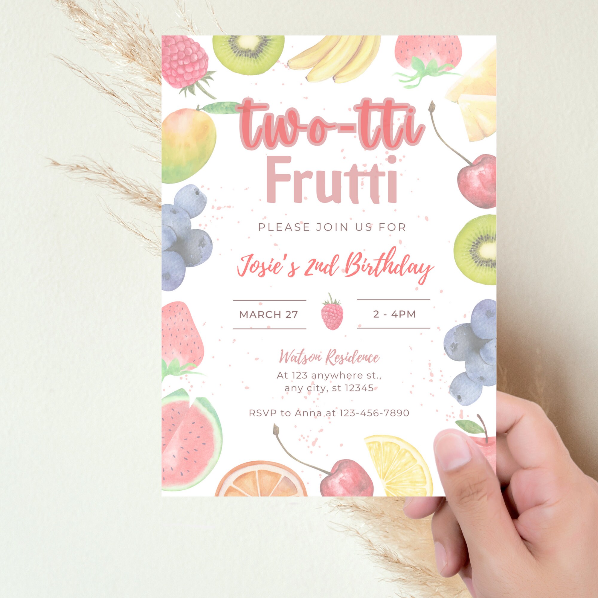 Two-tti Frutti Birthday Invitation, Two-tti Frutti 2nd Birthday Invite ...
