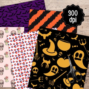 Fun Halloween Digital Paper Designs, Printable Halloween Scrapbook ...