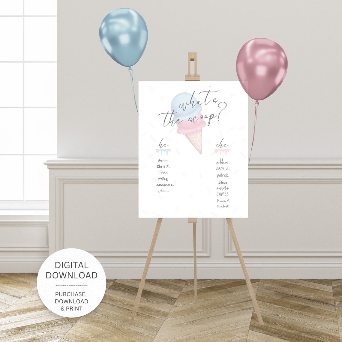 Ice Cream Gender Reveal Guessing Sign: Printable Party Decor (PDF) - Etsy