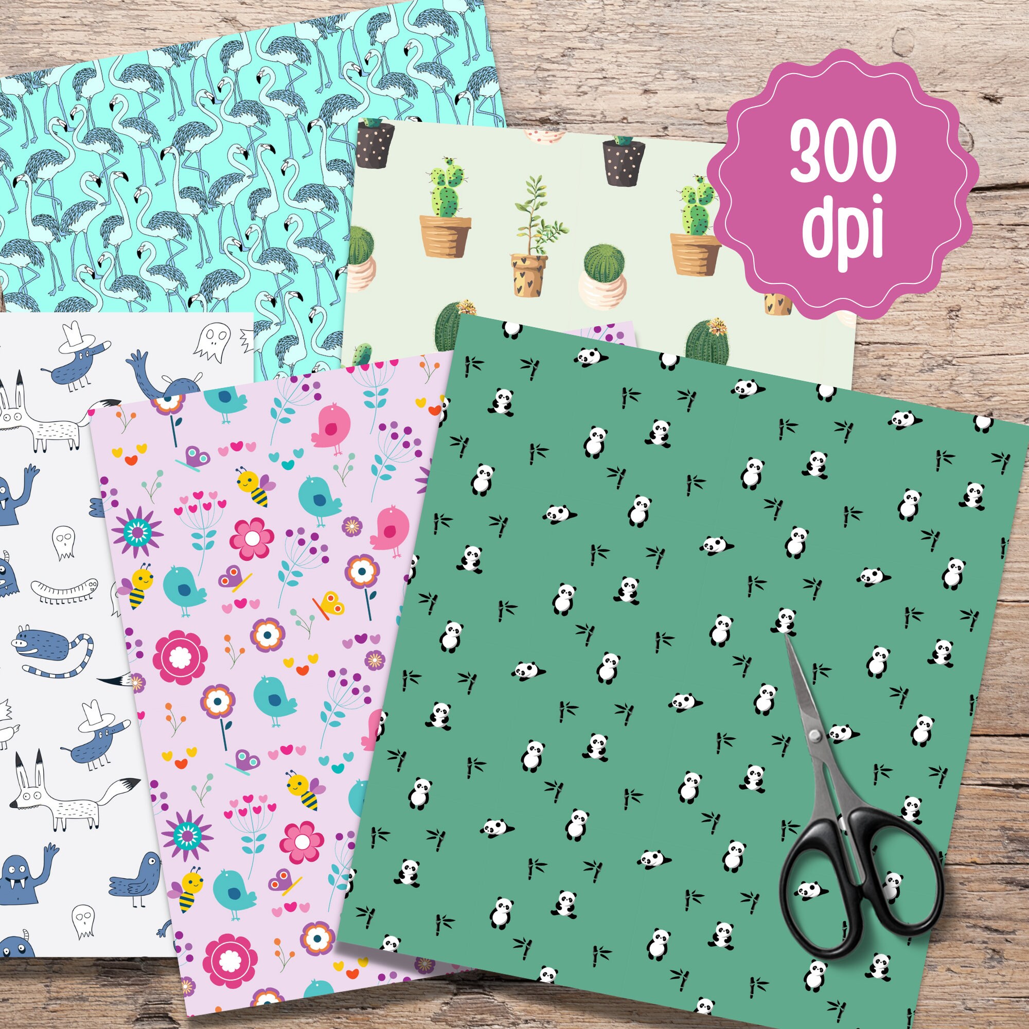 Fun Digital Paper Designs, Printable Scrapbook Paper, Whimsical ...