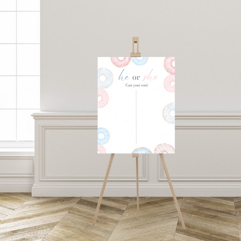 Donut Gender Reveal Guessing Sign, Gender Reveal Guessing Sign Template ...