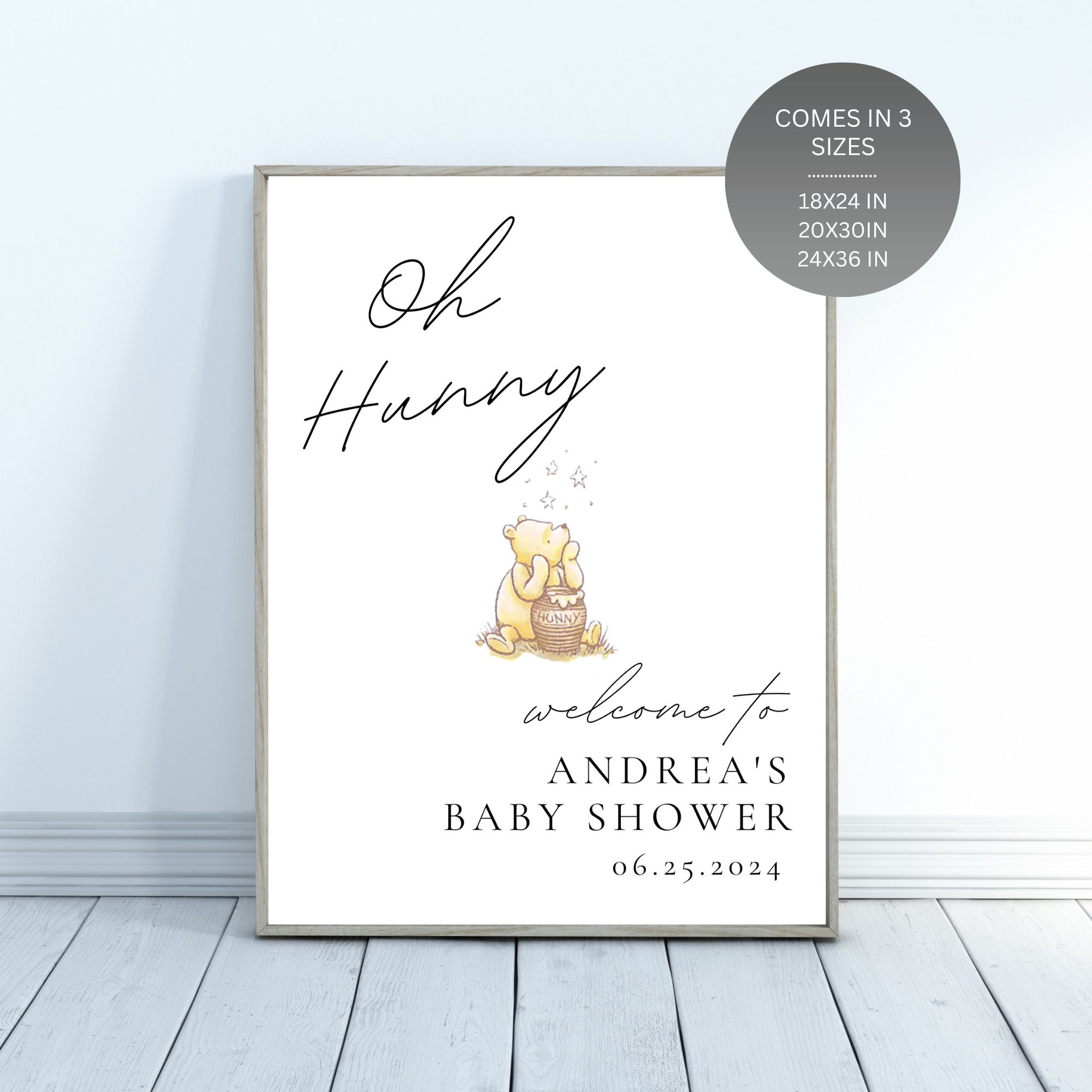 Classic Winnie the Pooh Baby Shower Welcome Sign, Pooh Bear Gender ...