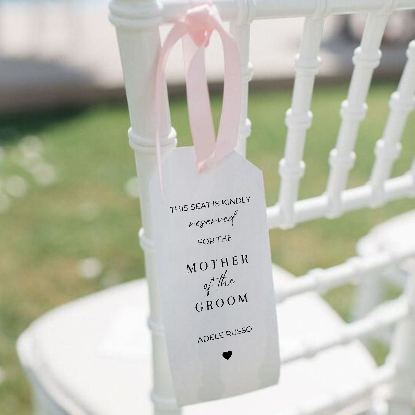 Wedding Ceremony Chair Tags, Reserved for Parents Seating Tags for ...