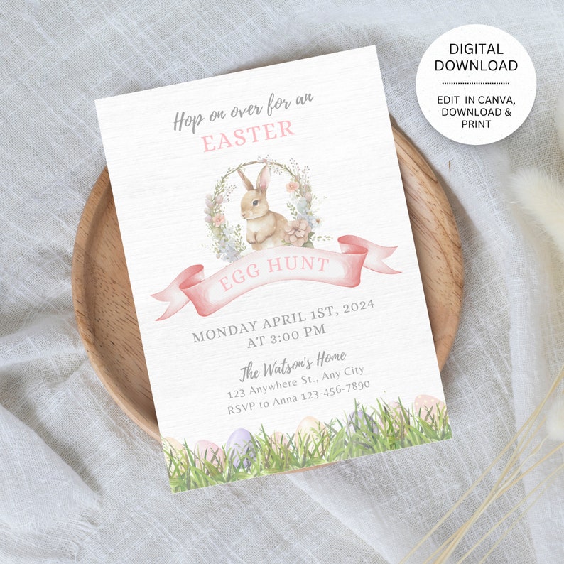 Easter Egg Hunt Invitation, Bunny Invitation, Easter Invitation, Easter ...