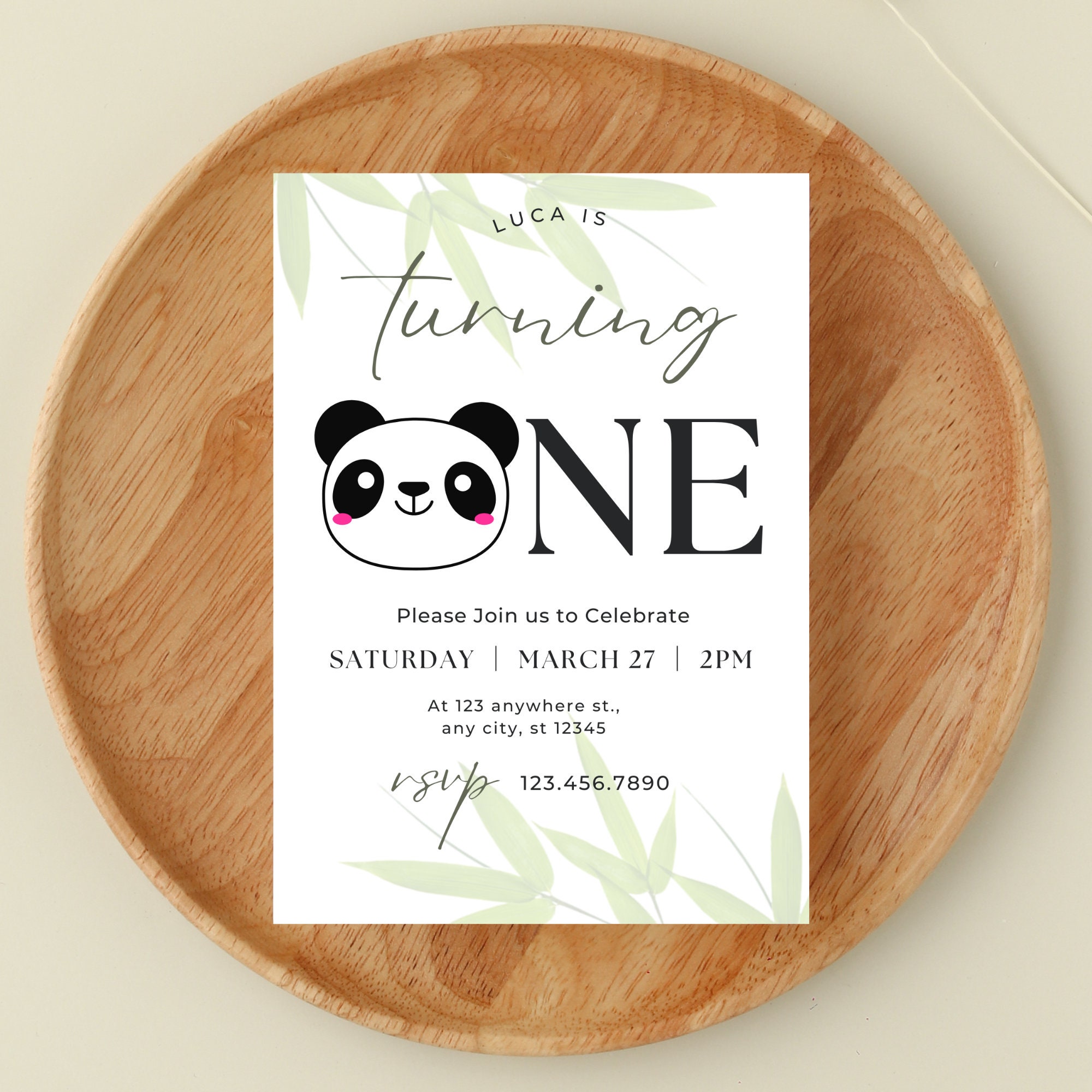 Printable Panda Theme Birthday Set, Cute Panda Birthday Party Invite ...