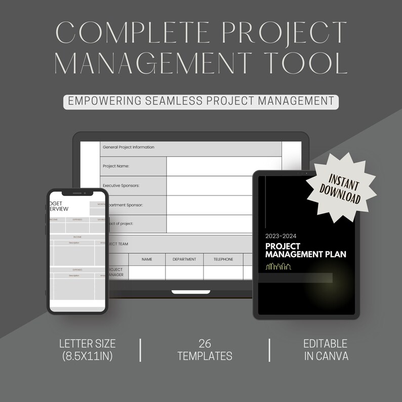 Editable Project Management Planner: Task Tracker, To-do List (digital ...