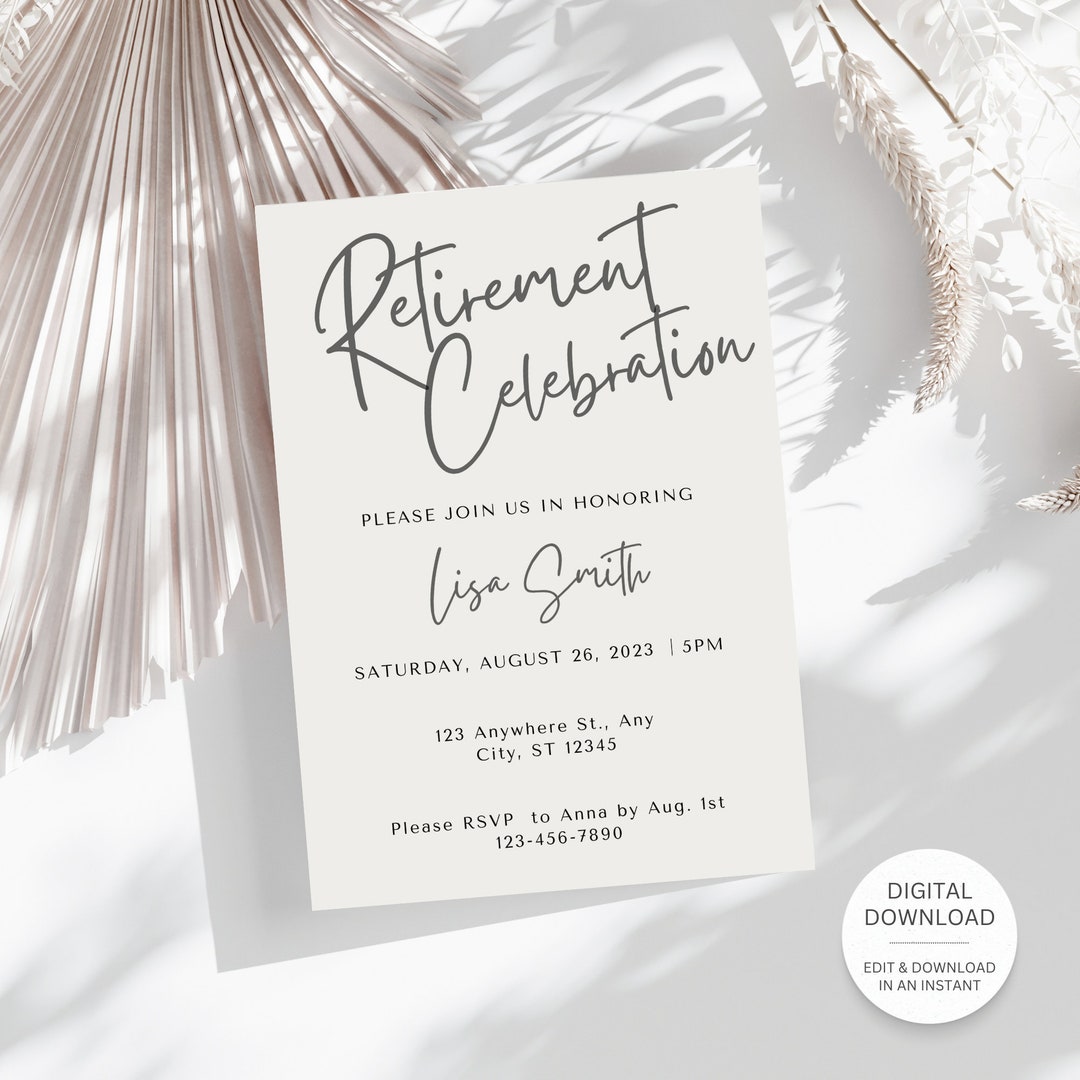 Retirement Party Invitation, Minimal Retirement Celebration Invite ...