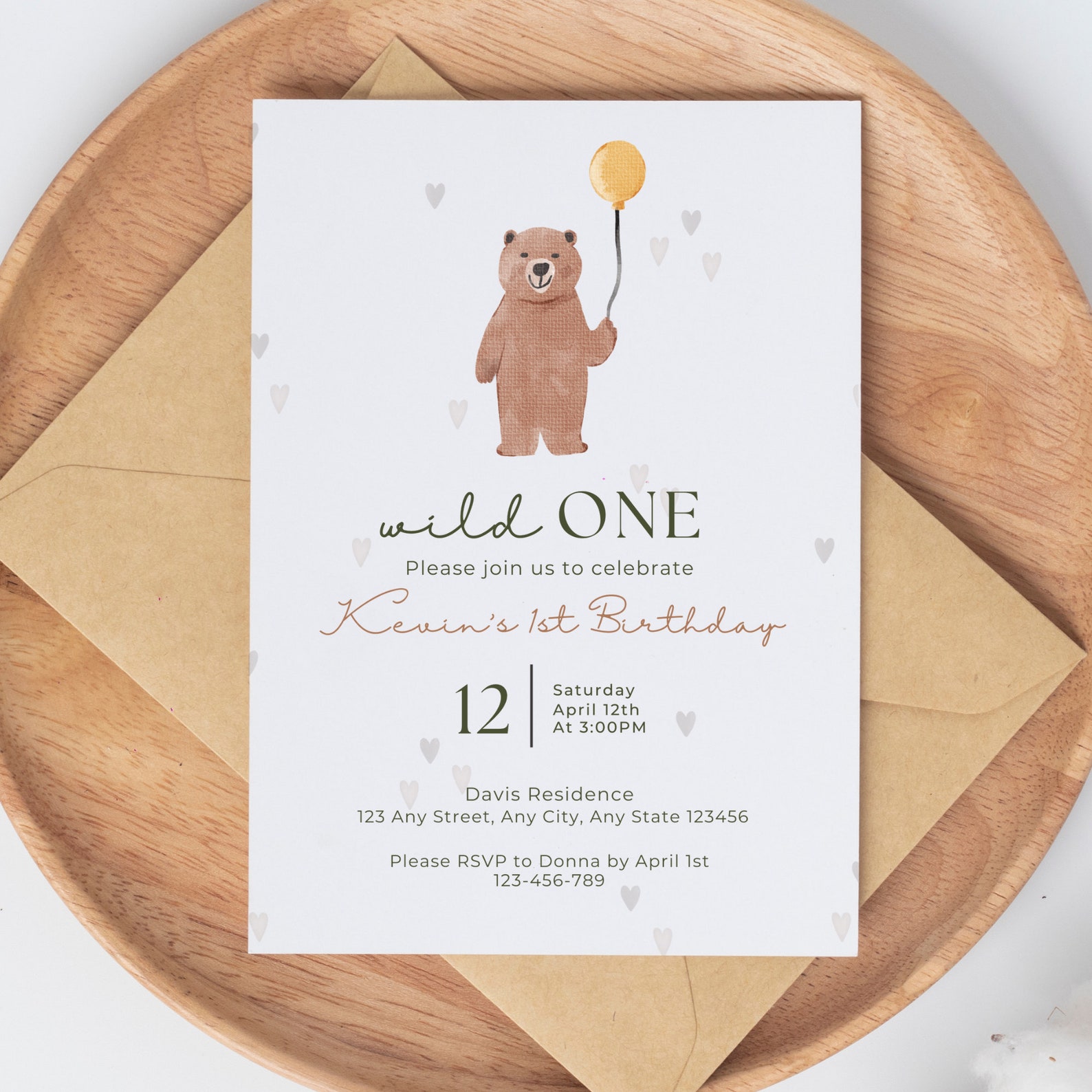 Wild One Birthday Invitation, Bear 1st Birthday Invite, Wild One ...