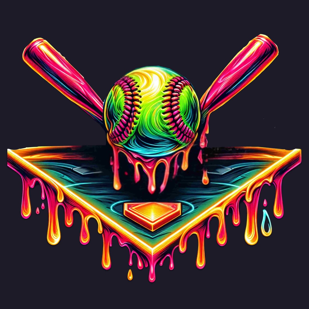 Neon Softball Diamond PNG: Drip Design, Sublimation (digital Download ...