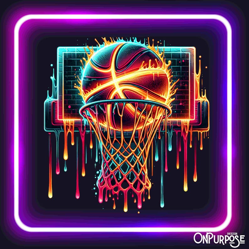 Drip Basketball PNG Bundle | Neon Graffiti Basketball - Etsy