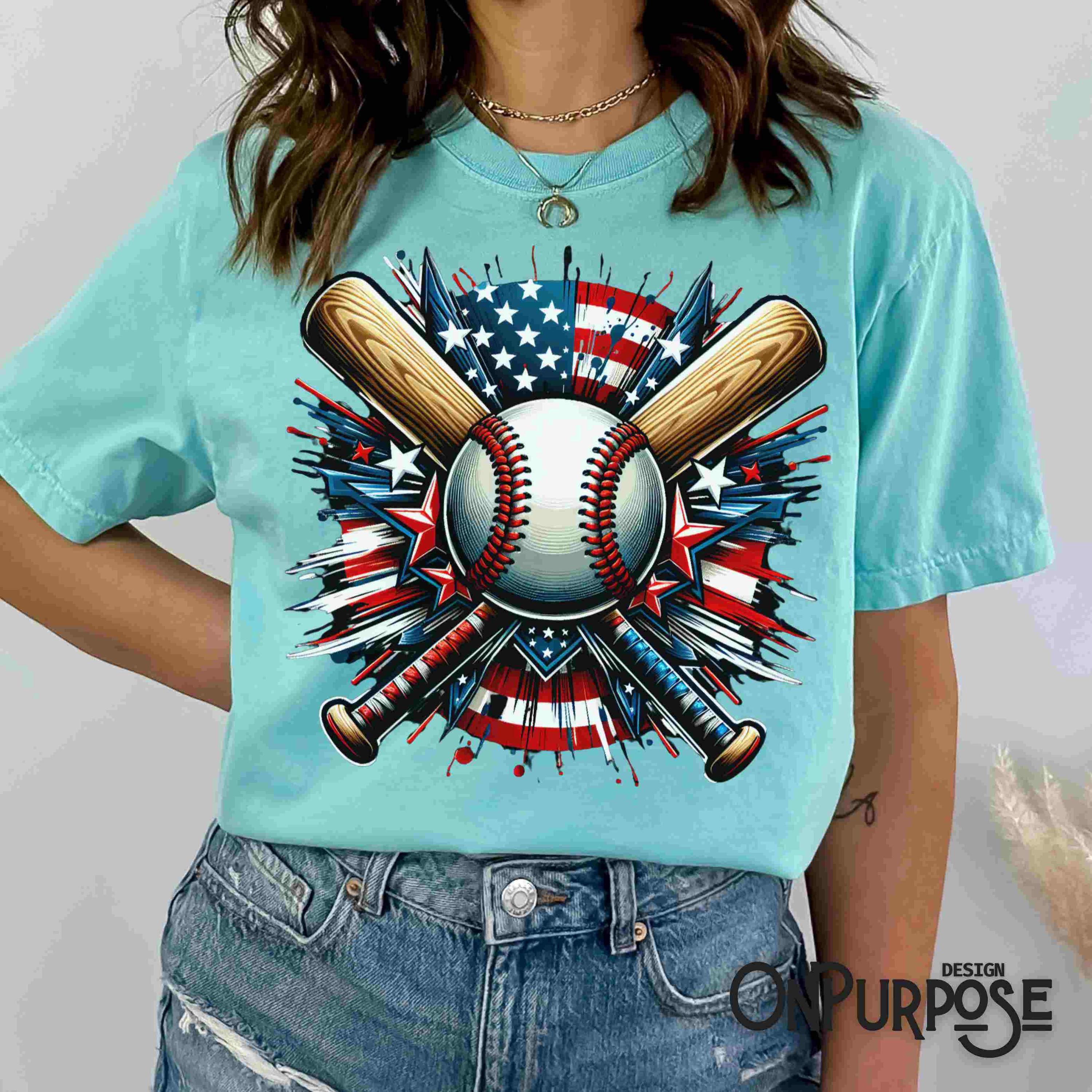 Patriotic Baseball PNG: American Flag, Bats, 300 DPI (digital Download ...
