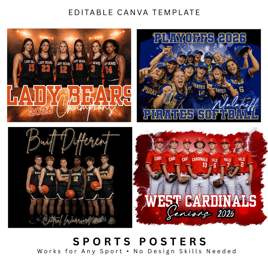 Team Sports Poster Canva Template | Any Sport (canva Editable, Digital ...