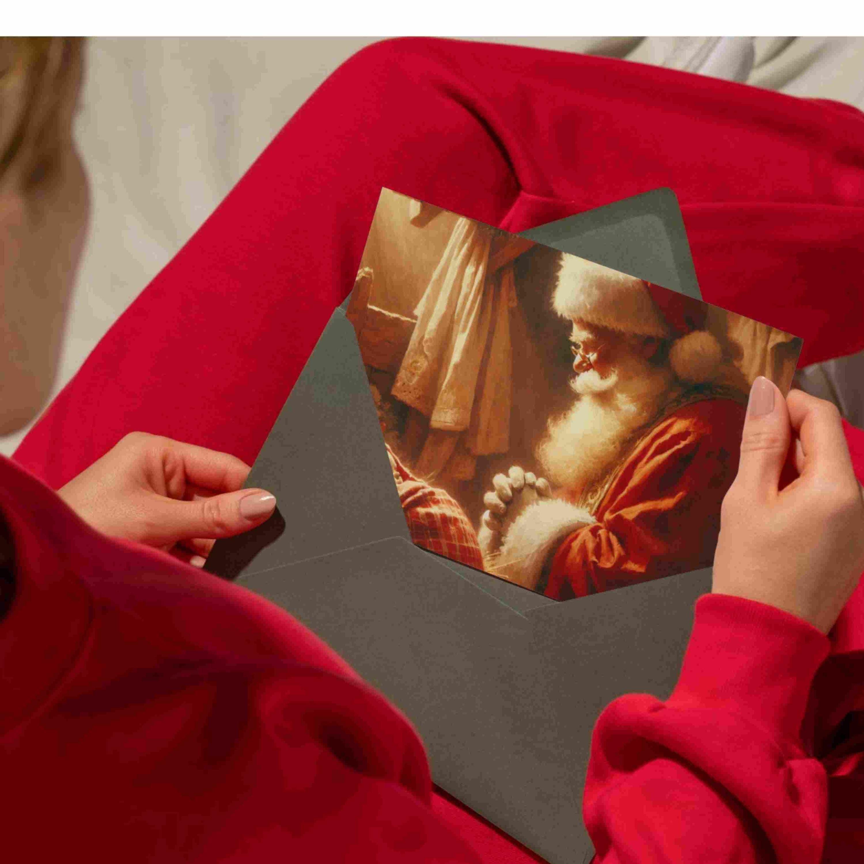 Santa Kneeling at Manger: Christian Christmas Nativity Art - Etsy