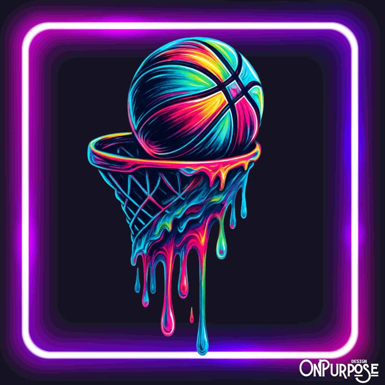 Drip Basketball PNG Bundle | Neon Graffiti Basketball - Etsy