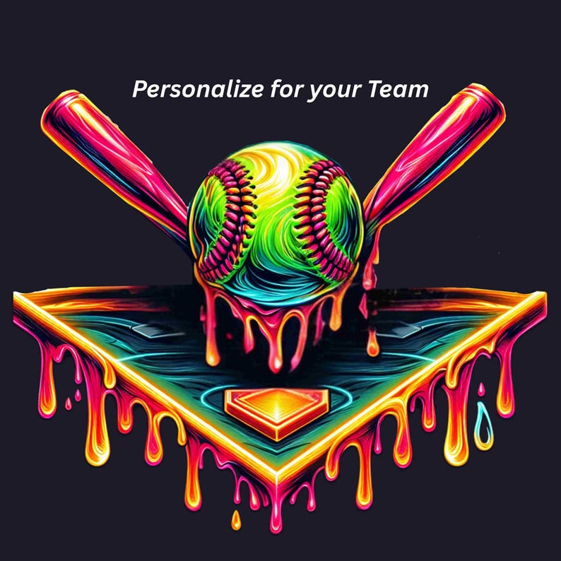 Neon Softball Diamond PNG: Drip Design, Sublimation (digital Download ...