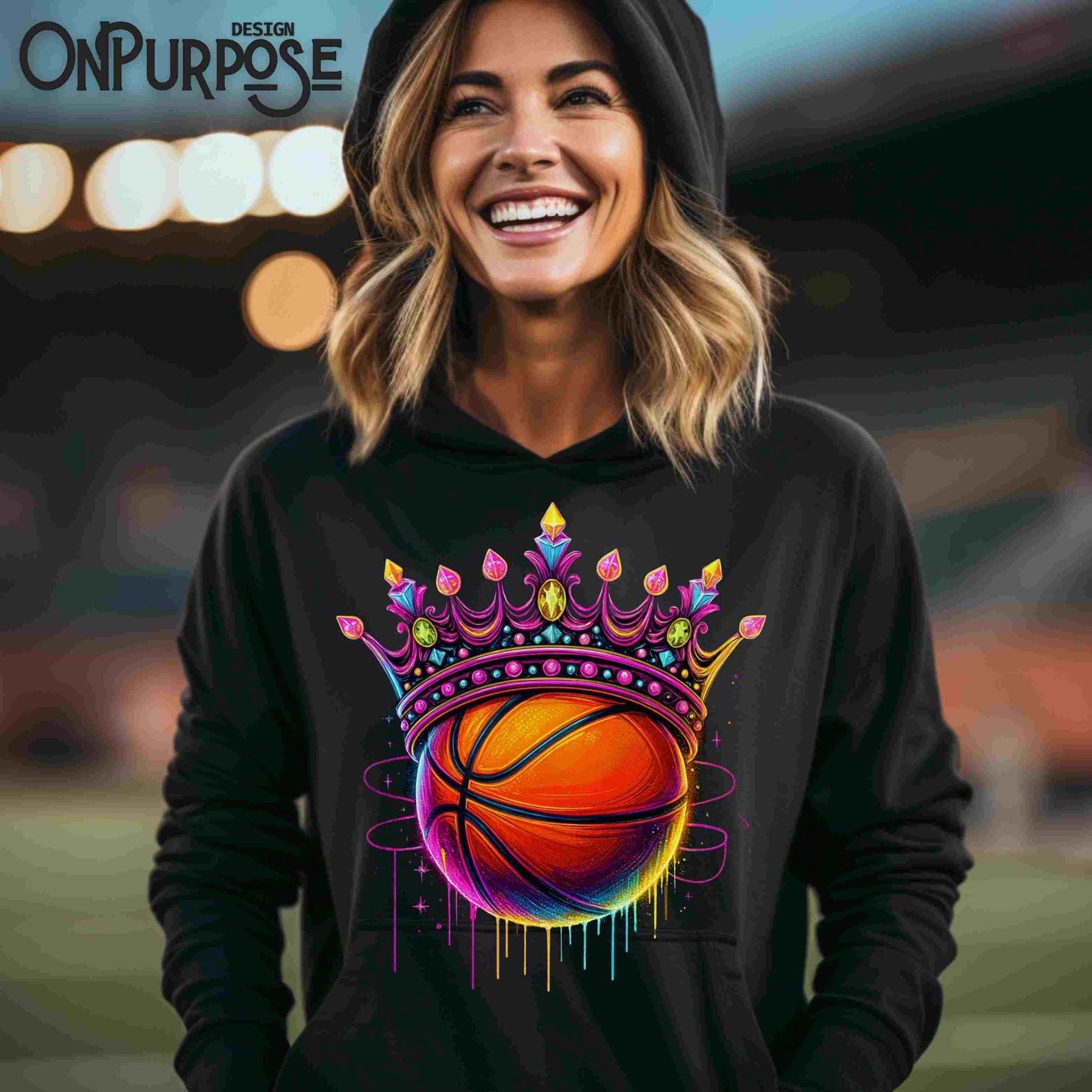 Basketball Queen PNG: Neon Drip Crown Graphic (digital Download - Etsy