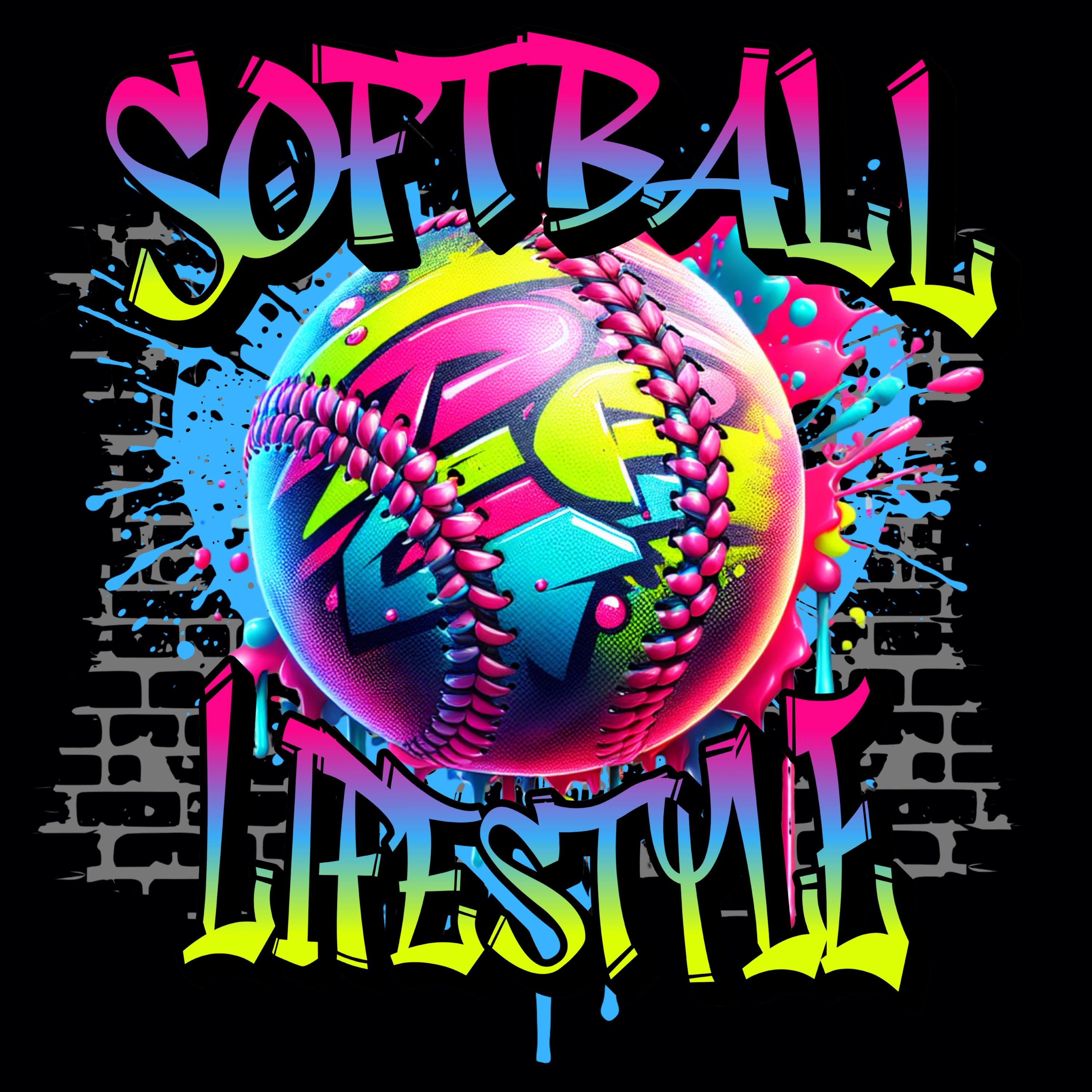 Softball Lifestyle PNG | Neon Graffiti Drip Softball Clipart | Digital ...