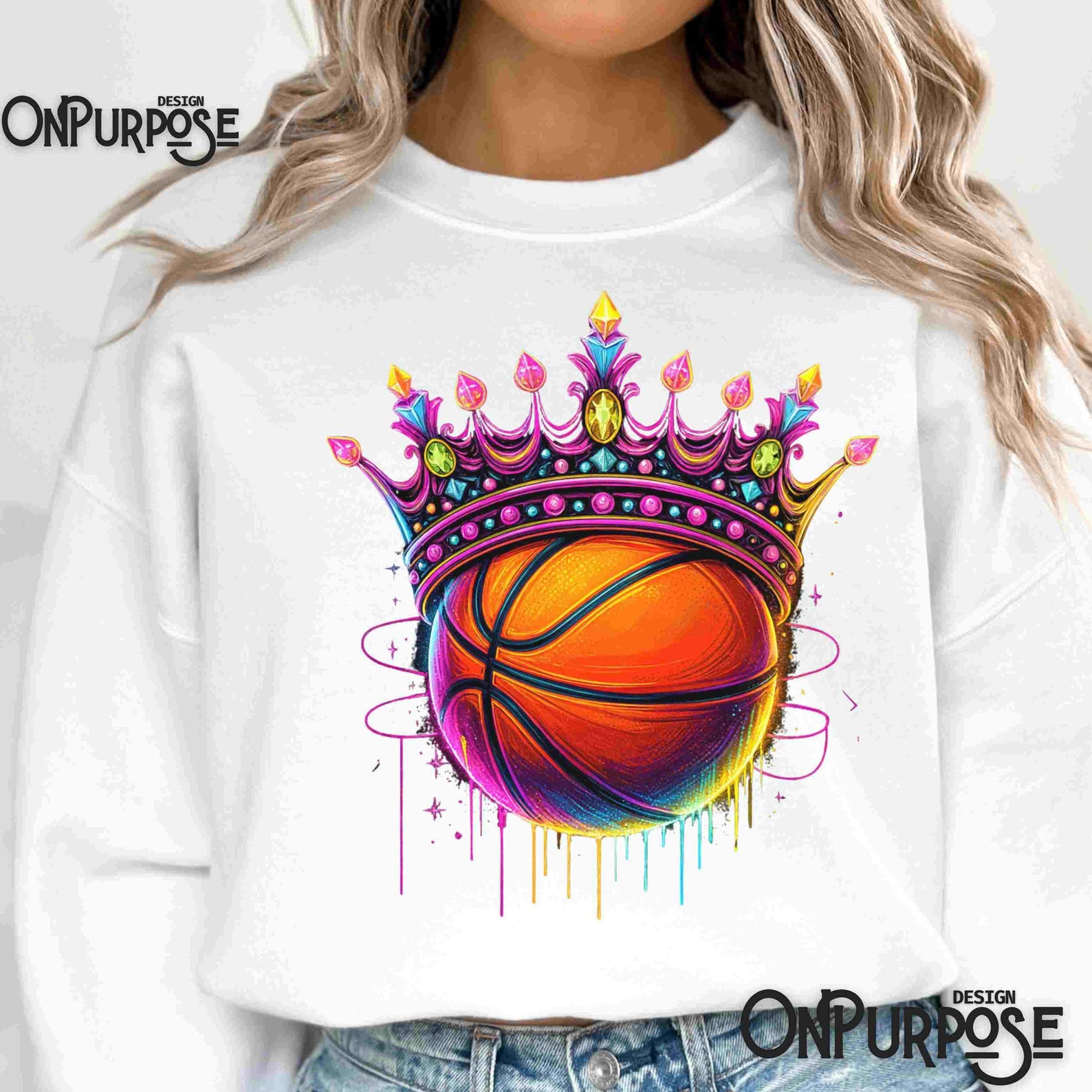 Basketball Queen PNG: Neon Drip Crown Graphic (digital Download - Etsy