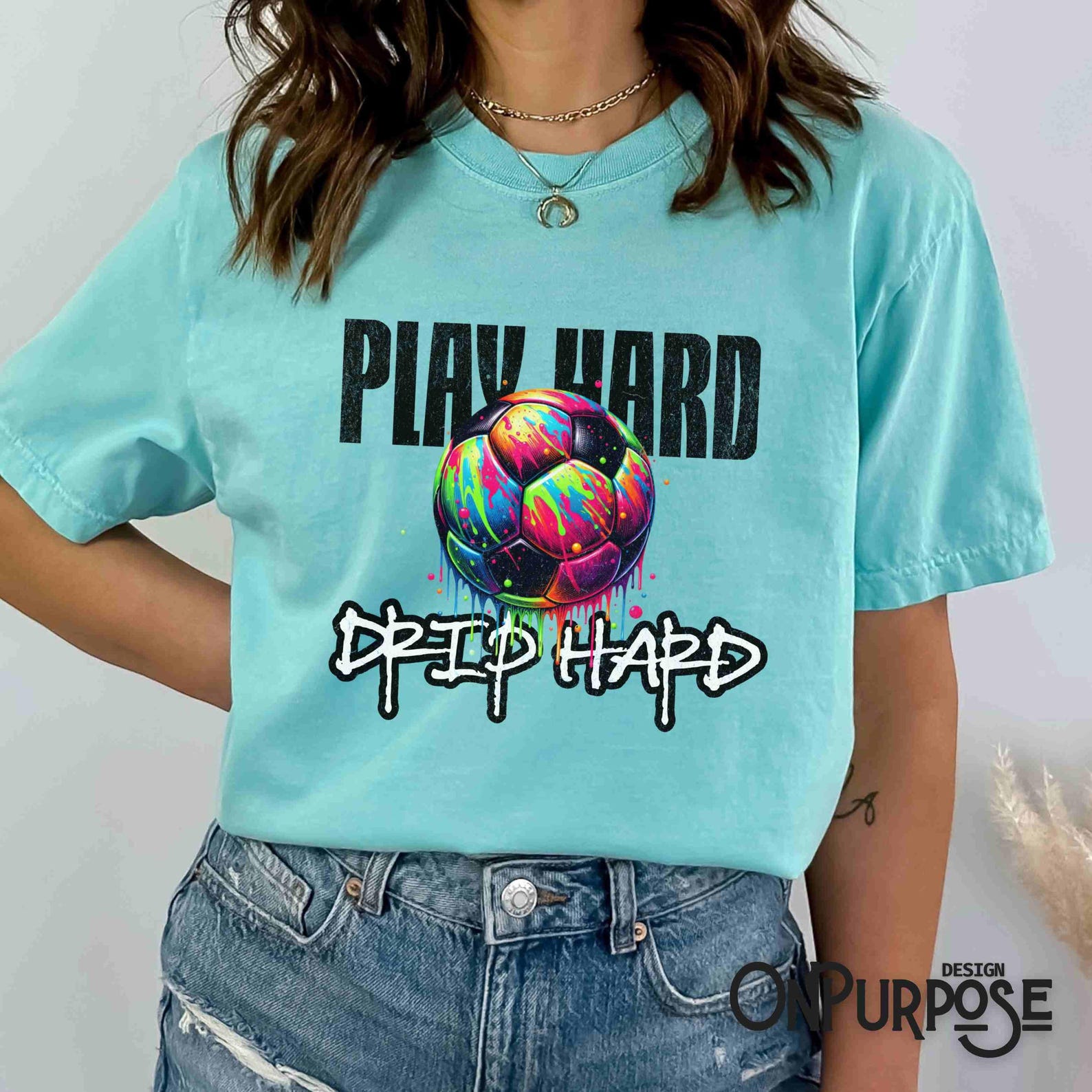 Neon Soccer Drip PNG: Play Hard Design (digital Download) - Etsy