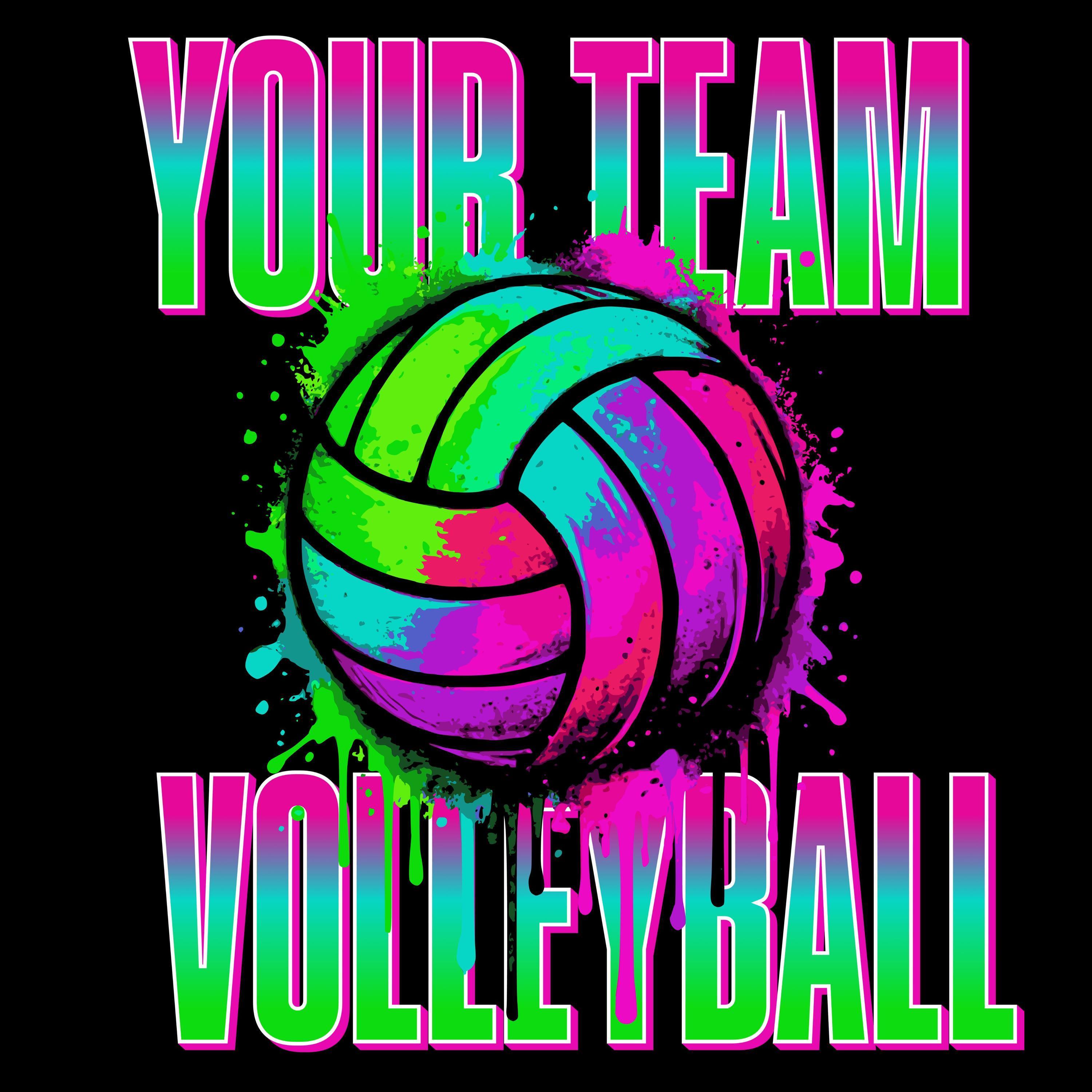 Custom Neon Volleyball Team PNG: Graffiti Drip Design (digital Download ...