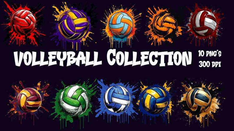 Volleyball School Colors PNG SVG Bundle: Team Spirit Clipart (digital ...