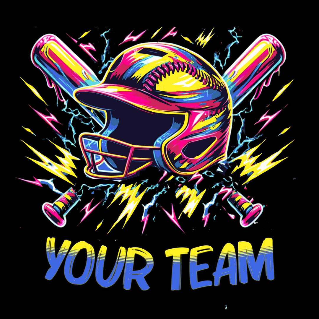 Custom Neon Softball Team PNG: Lightning Helmet Design (digital ...
