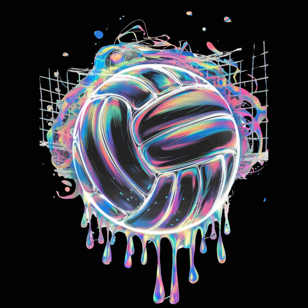 Neon Volleyball Drip PNG: Paint Effect Graphic (digital Download) - Etsy