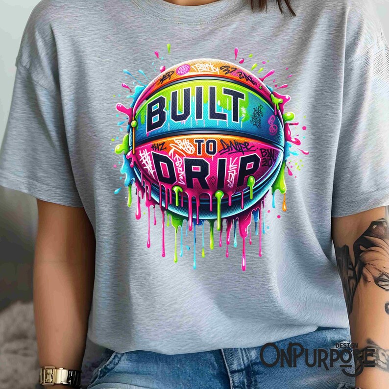 Neon Graffiti Basketball SVG PNG: Drip Shirt Design (digital Download ...