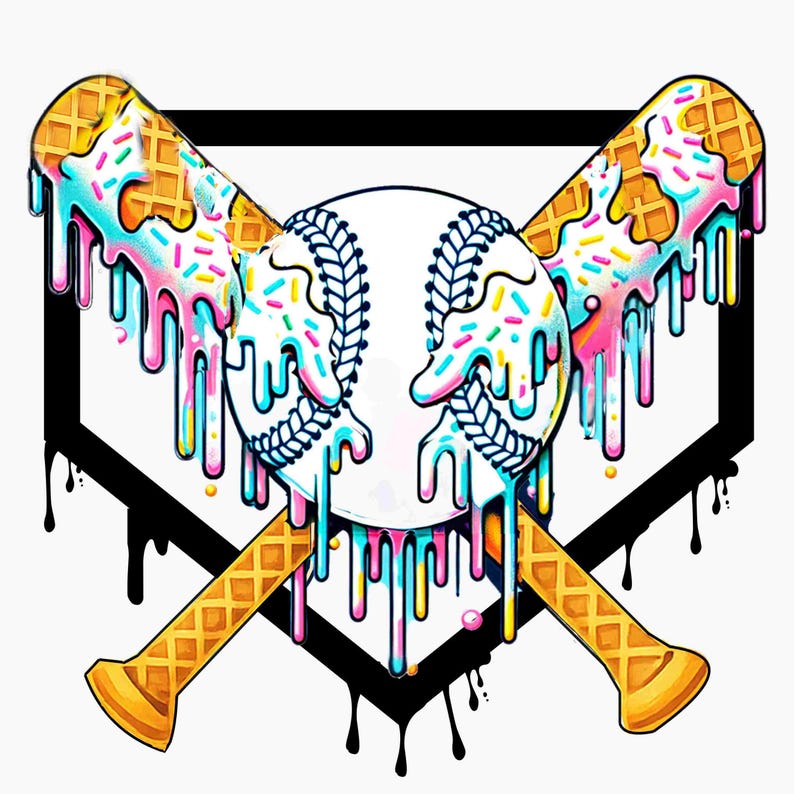 Baseball Drip PNG: Ice Cream Bats, Home Plate Design (digital Download ...