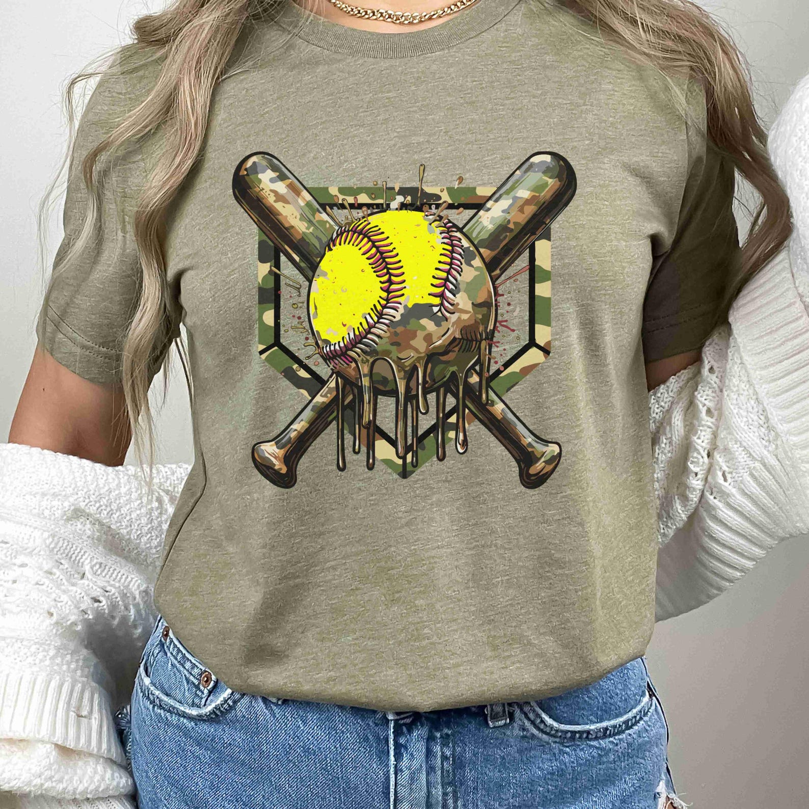 Camo Drip Softball PNG SVG - Digital Download - Etsy