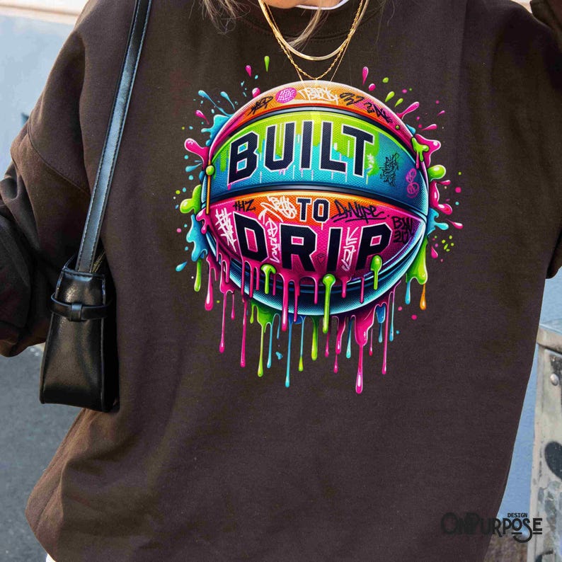 Neon Graffiti Basketball SVG PNG: Drip Shirt Design (digital Download ...