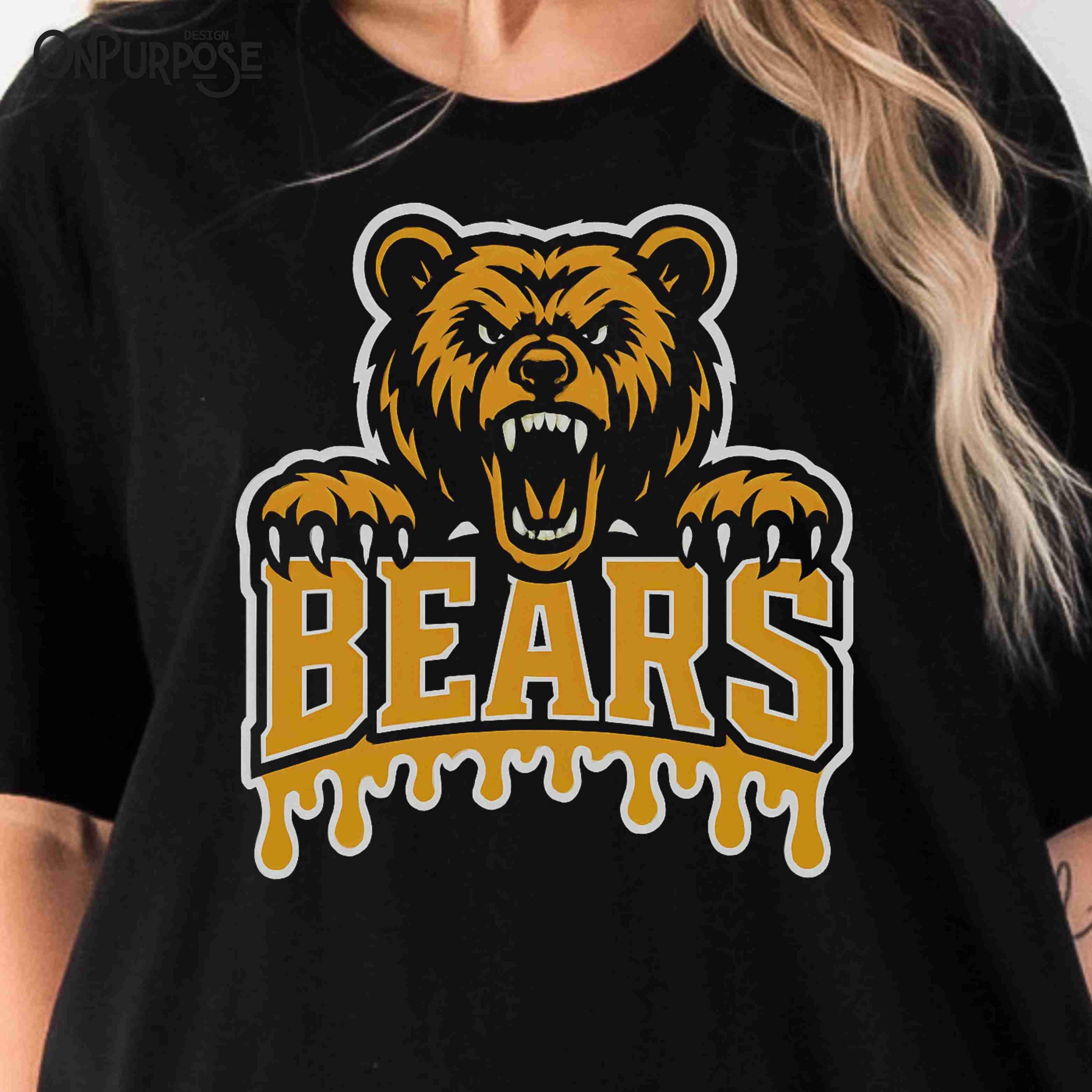 Bears Mascot PNG: Drip Effect School Spirit Design (digital Download ...