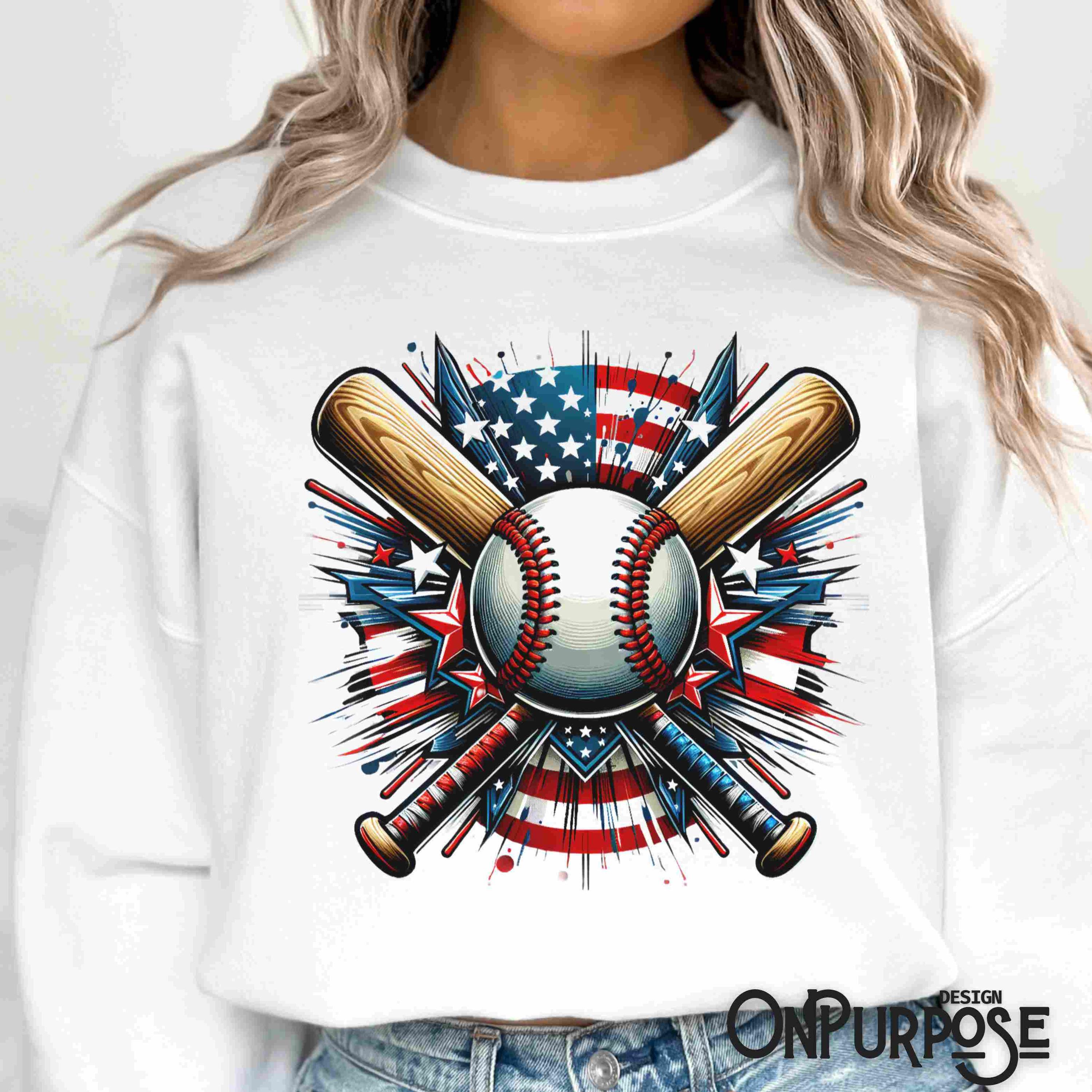 Patriotic Baseball PNG: American Flag, Bats, 300 DPI (digital Download ...
