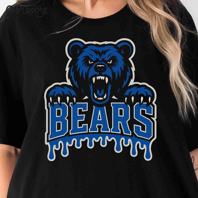 Bears Mascot PNG: Drip Effect School Spirit Design (digital Download ...