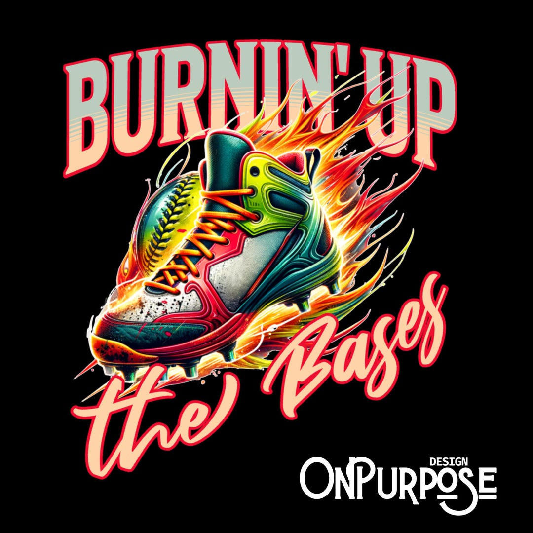 Flaming Softball Cleat PNG: Neon Drip Graphic (digital Download) - Etsy