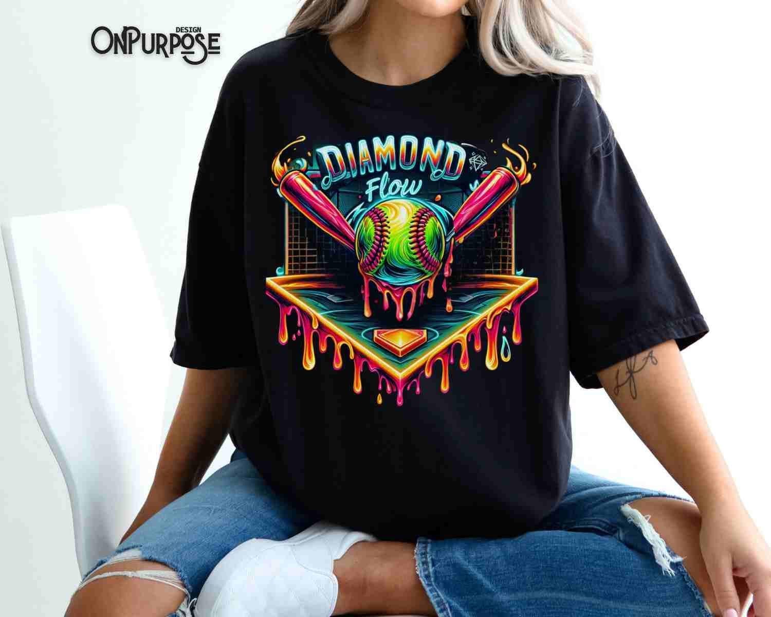 Neon Drip Baseball & Softball PNG Bundle: Sports Clipart (digital ...