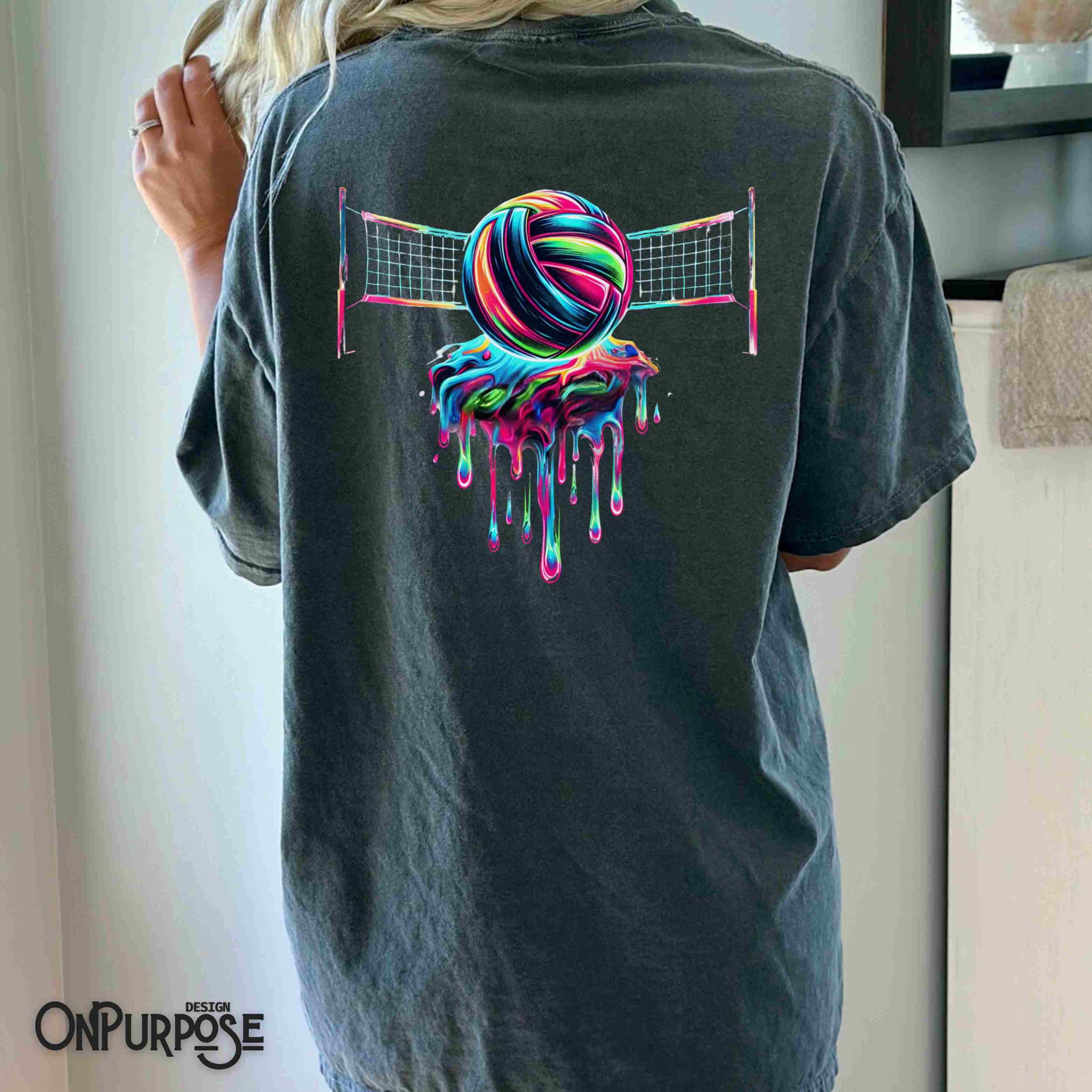 Volleyball Drip PNG: Neon Spike Flow Graphic (SVG, Digital Download - Etsy