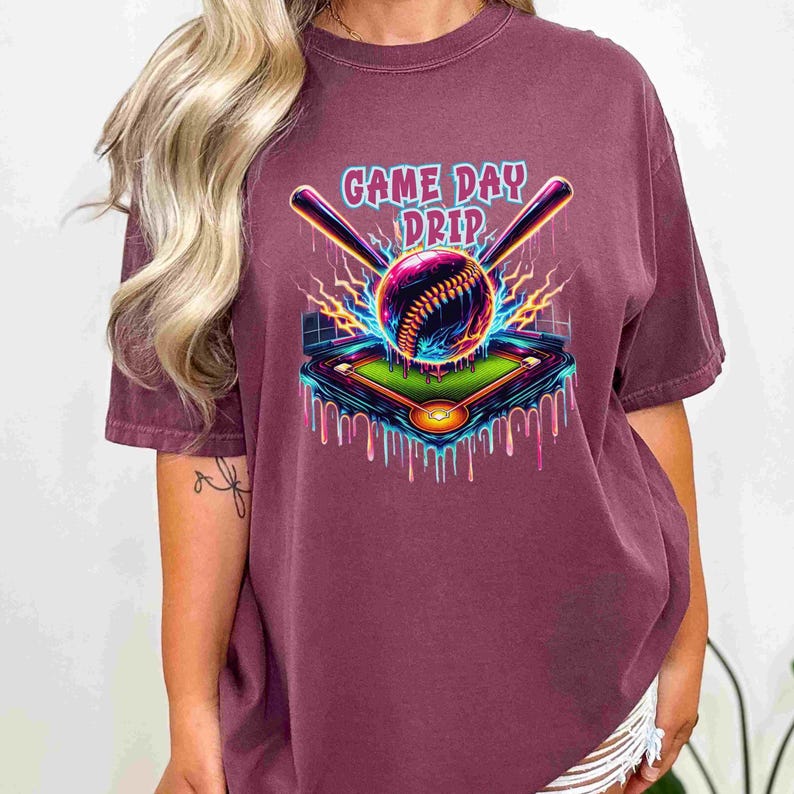 Game Day Baseball Drip PNG: Neon Lightning Design (digital Download) - Etsy