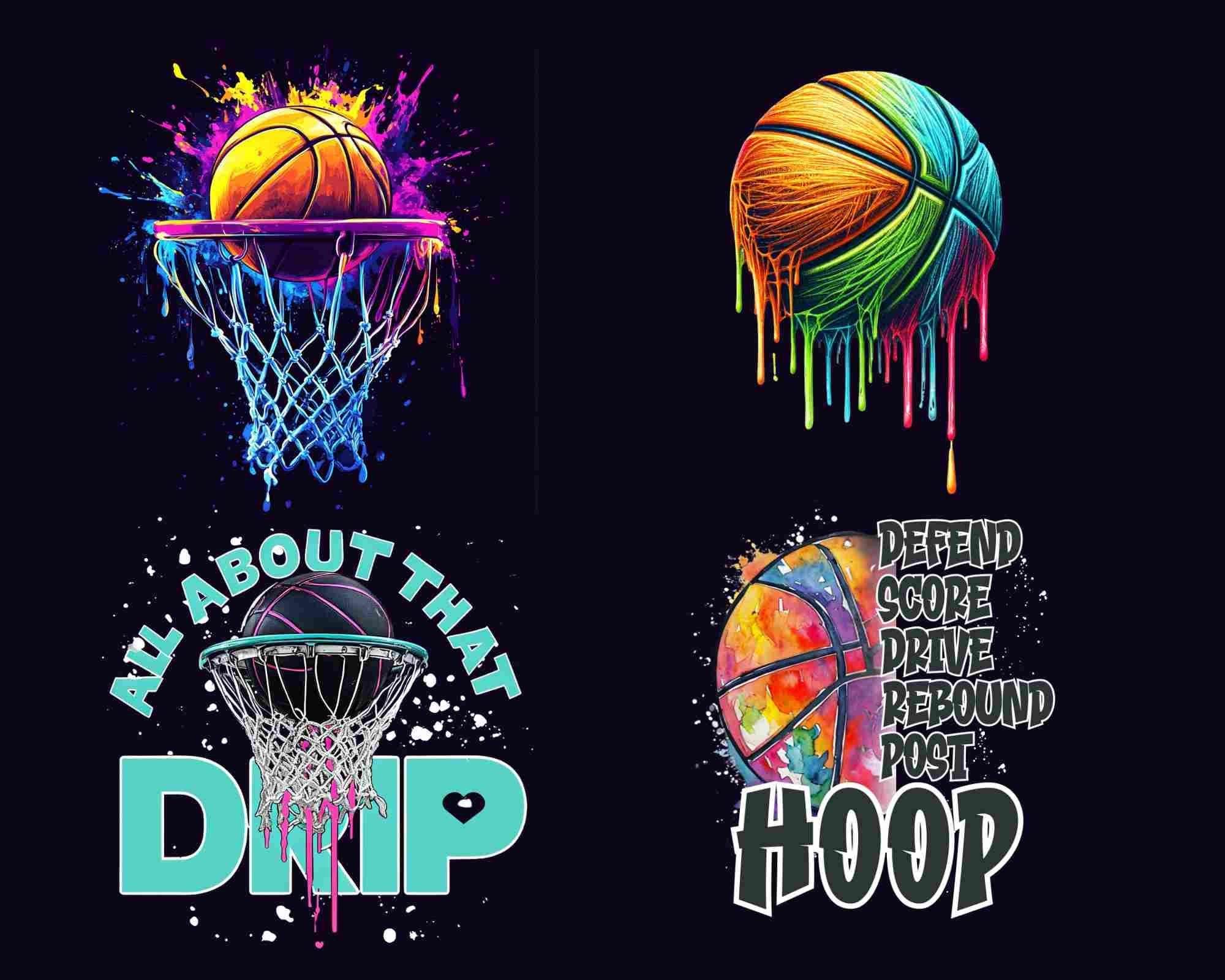 Neon Drip Basketball PNG Bundle: Sports Clipart for Shirts (300 DPI) - Etsy