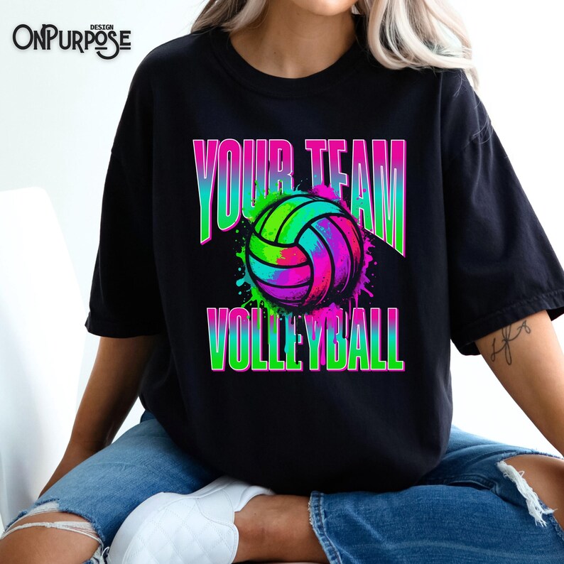 Custom Neon Volleyball Team PNG: Graffiti Drip Design (digital Download ...