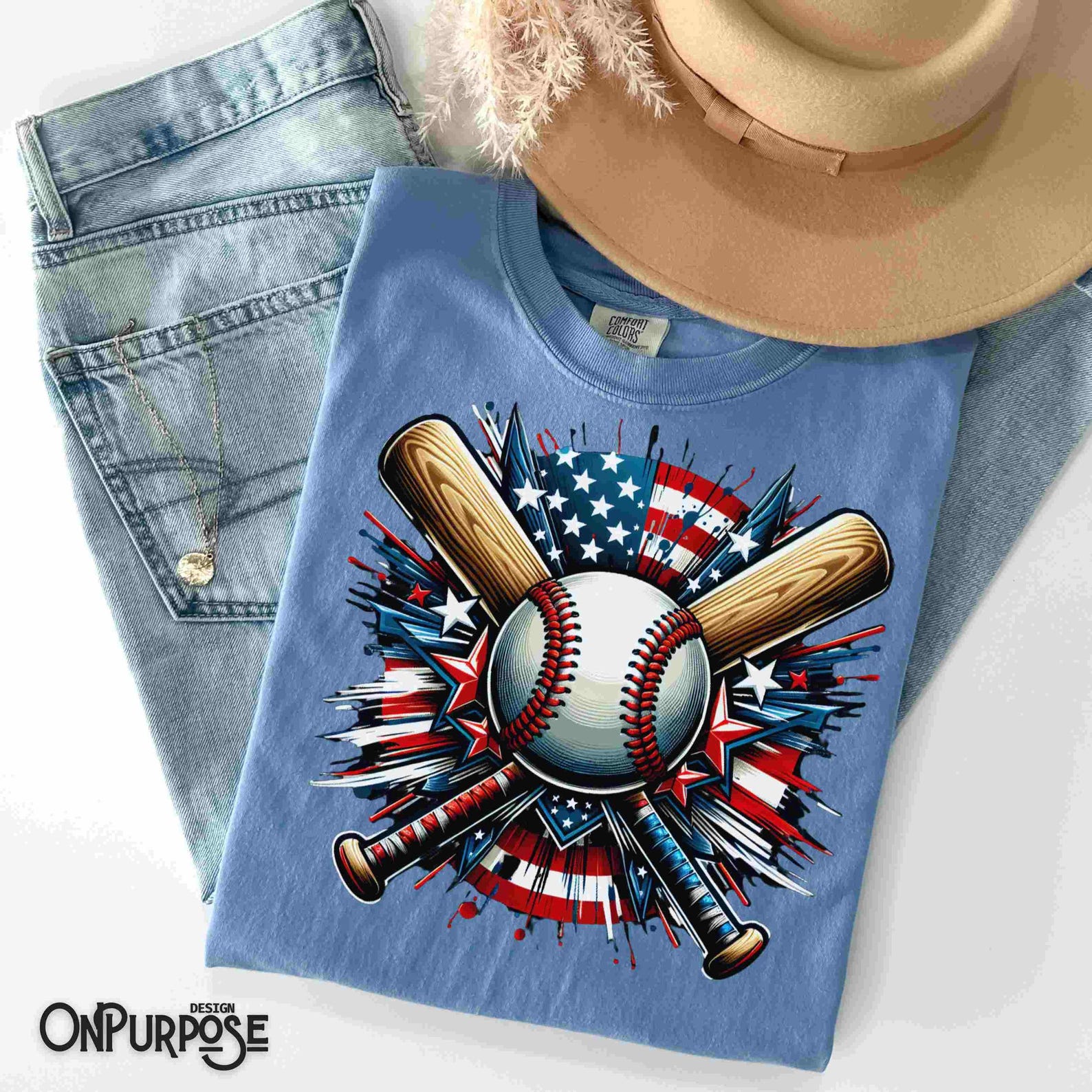 Patriotic Baseball PNG: American Flag, Bats, 300 DPI (digital Download ...