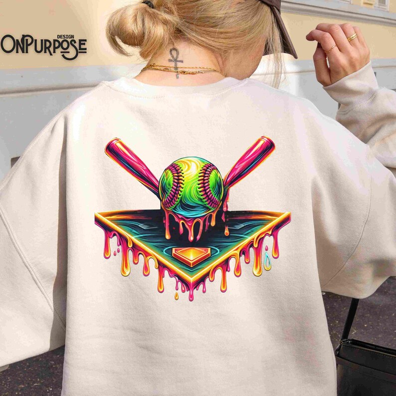 Neon Softball Diamond PNG: Drip Design, Sublimation (digital Download ...