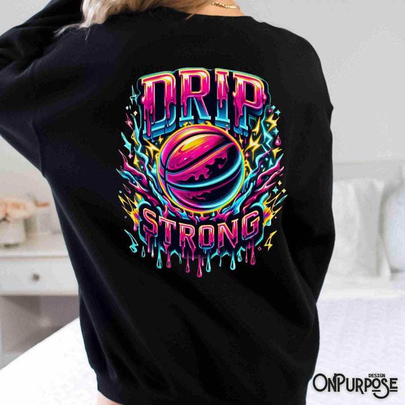 Neon Drip Basketball PNG: Sports Graphic T-shirt Design (digital ...