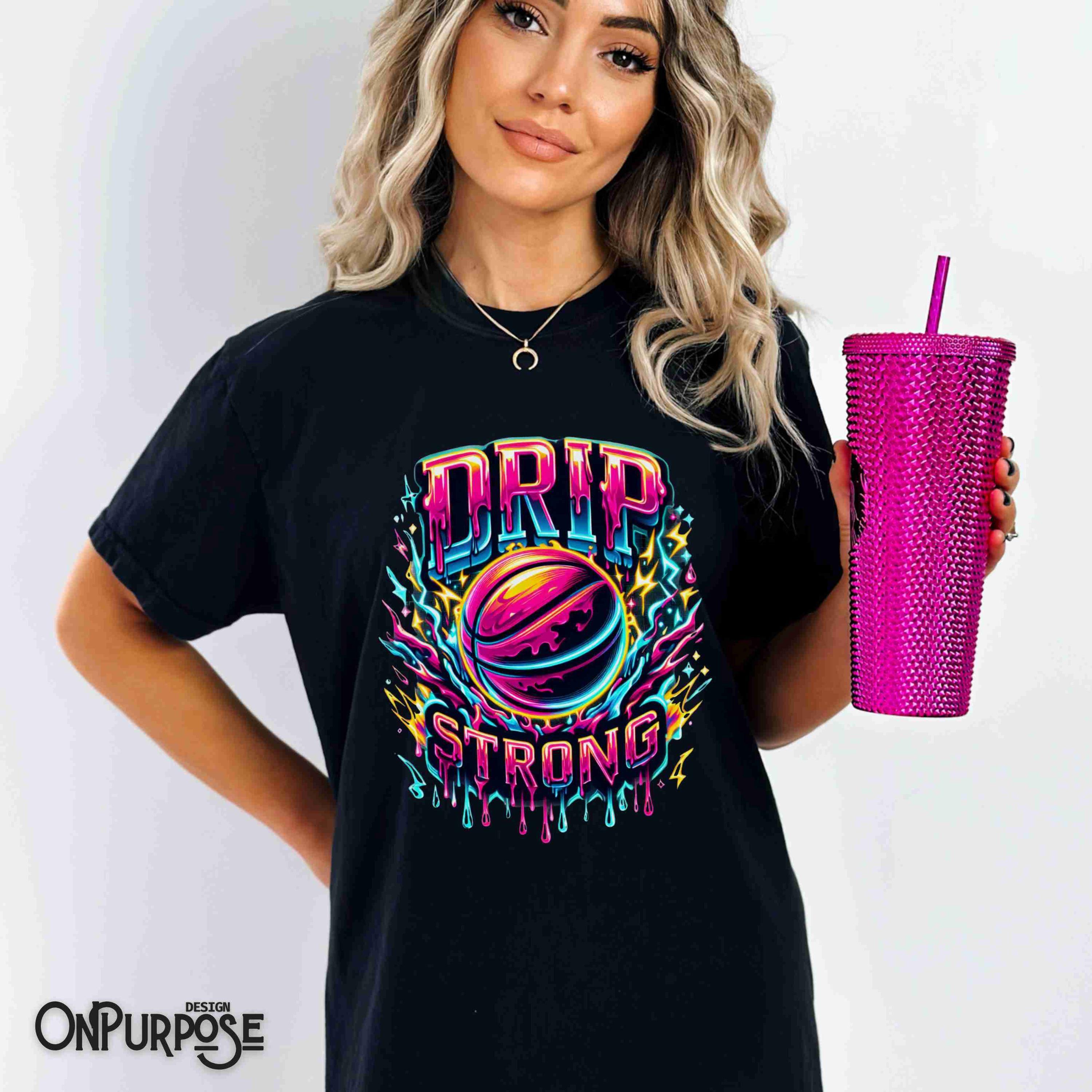 Neon Drip Basketball PNG: Sports Graphic T-shirt Design (digital ...