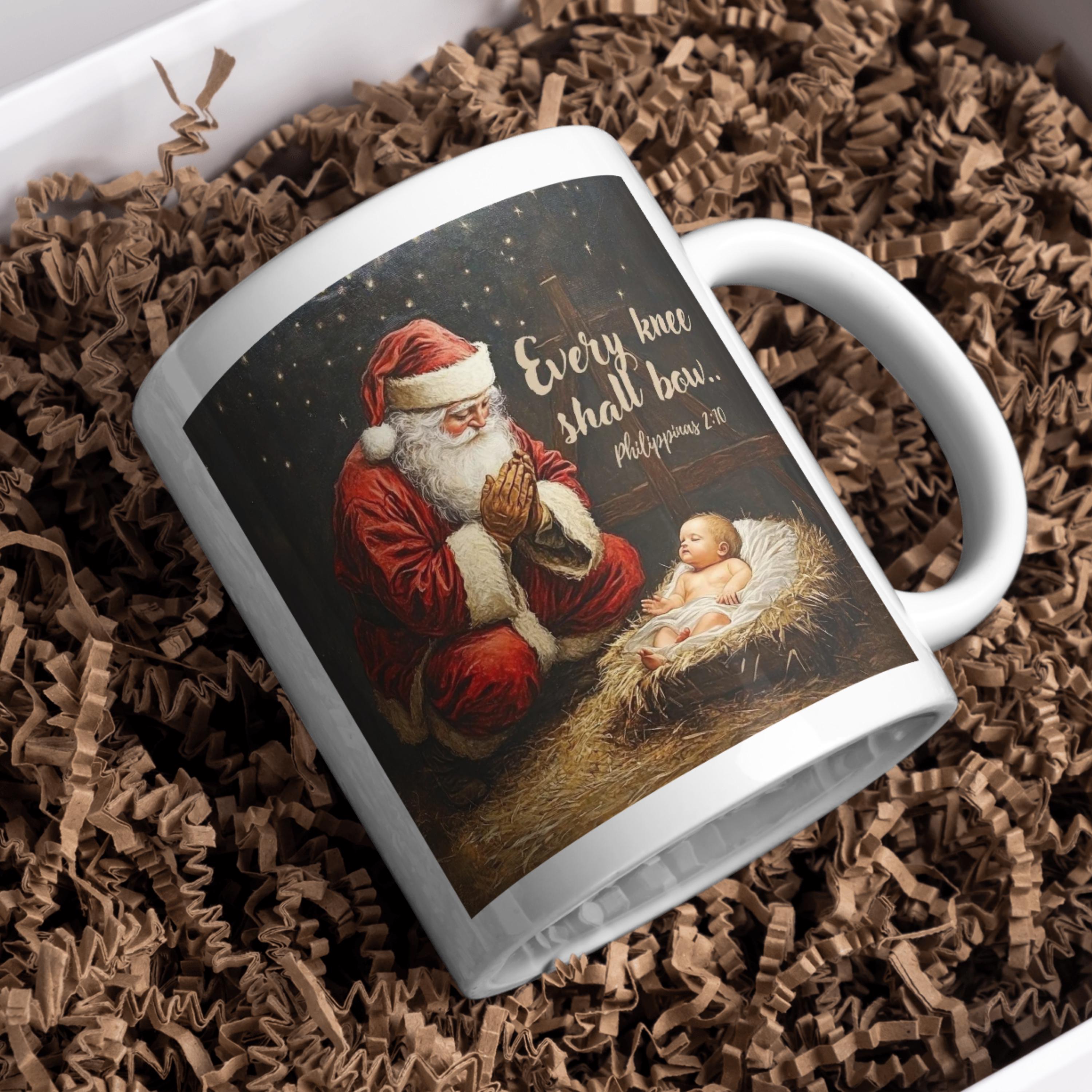 Every Knee Shall Bow, Santa Kneeling Before Baby Jesus, Nativity, True ...