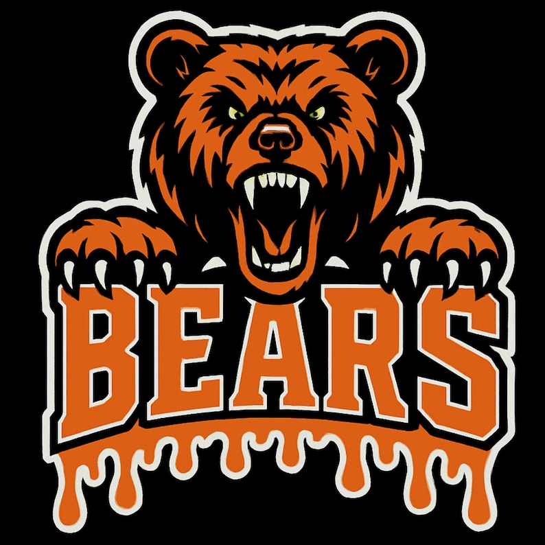 Bears Mascot PNG: Drip Effect School Spirit Design (digital Download ...