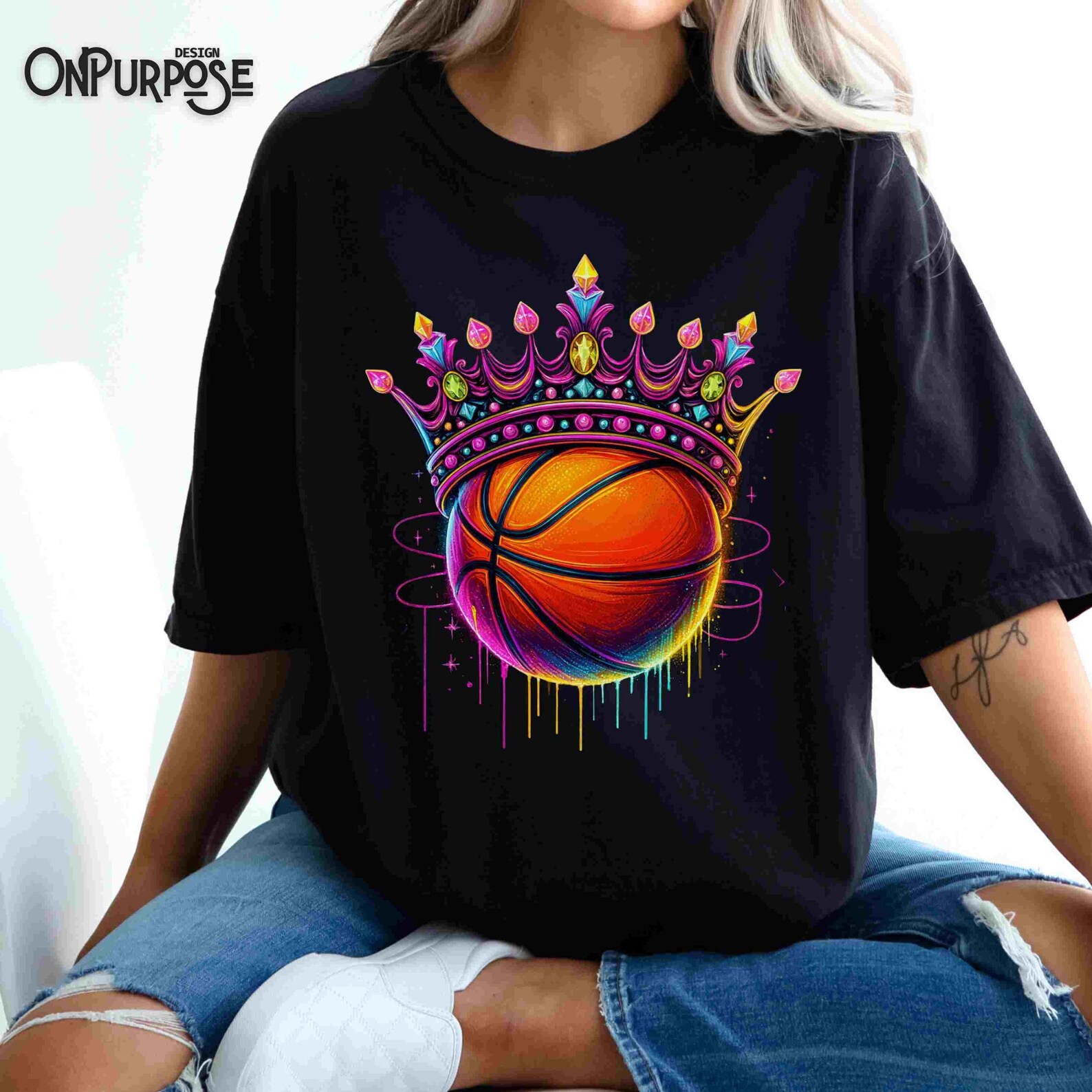 Basketball Queen PNG: Neon Drip Crown Graphic (digital Download - Etsy