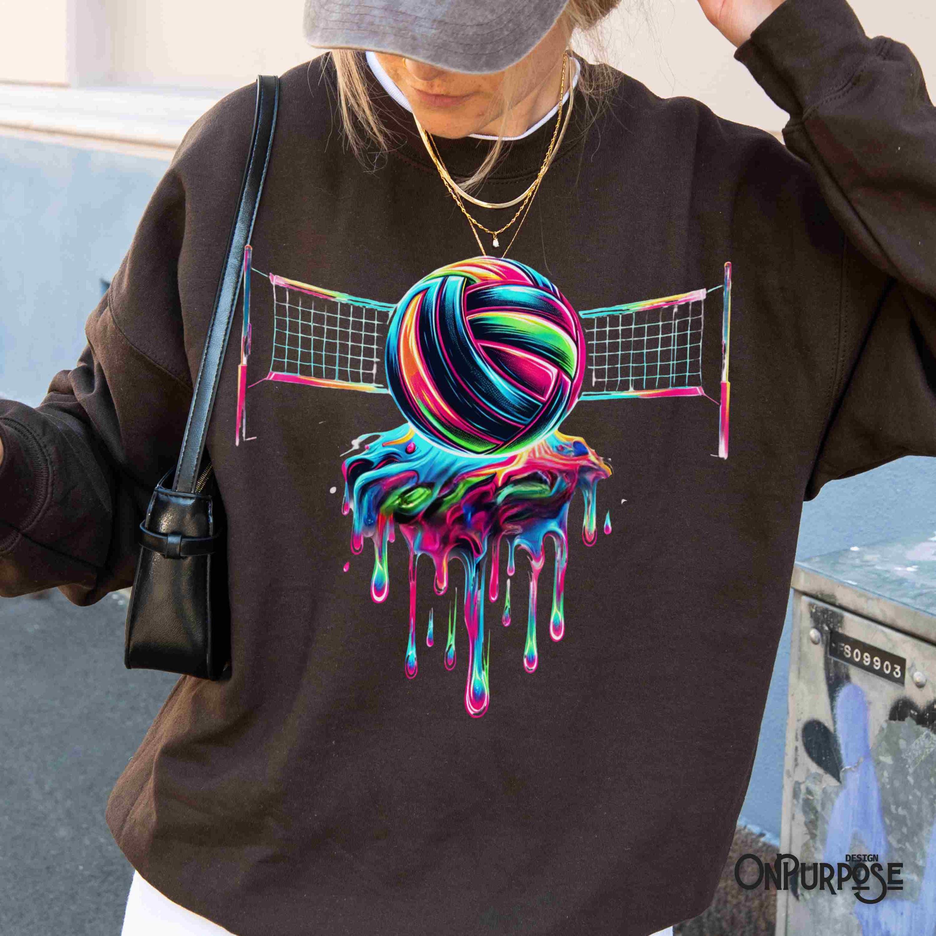 Volleyball Drip PNG: Neon Spike Flow Graphic (SVG, Digital Download - Etsy