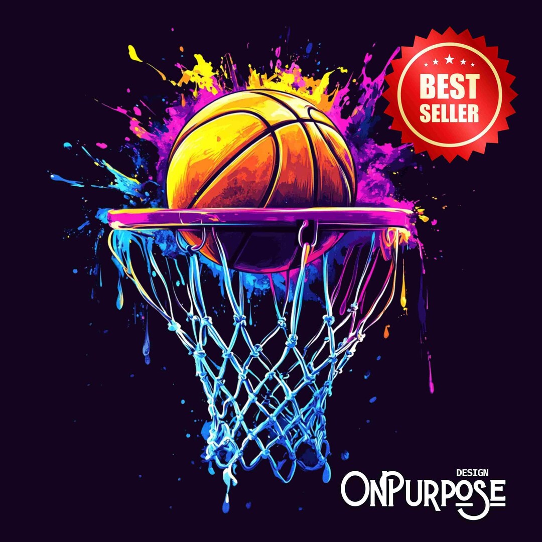 Basketball Drip SVG PNG: Neon Paint Splatter Design (digital Download ...